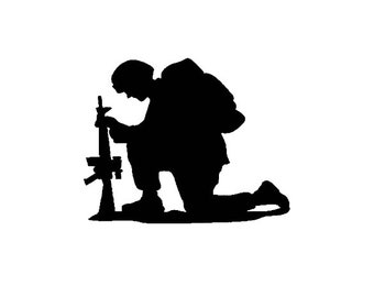 Kneeling Soldier American Flag Decal Sticker Military Car Truck Window ...