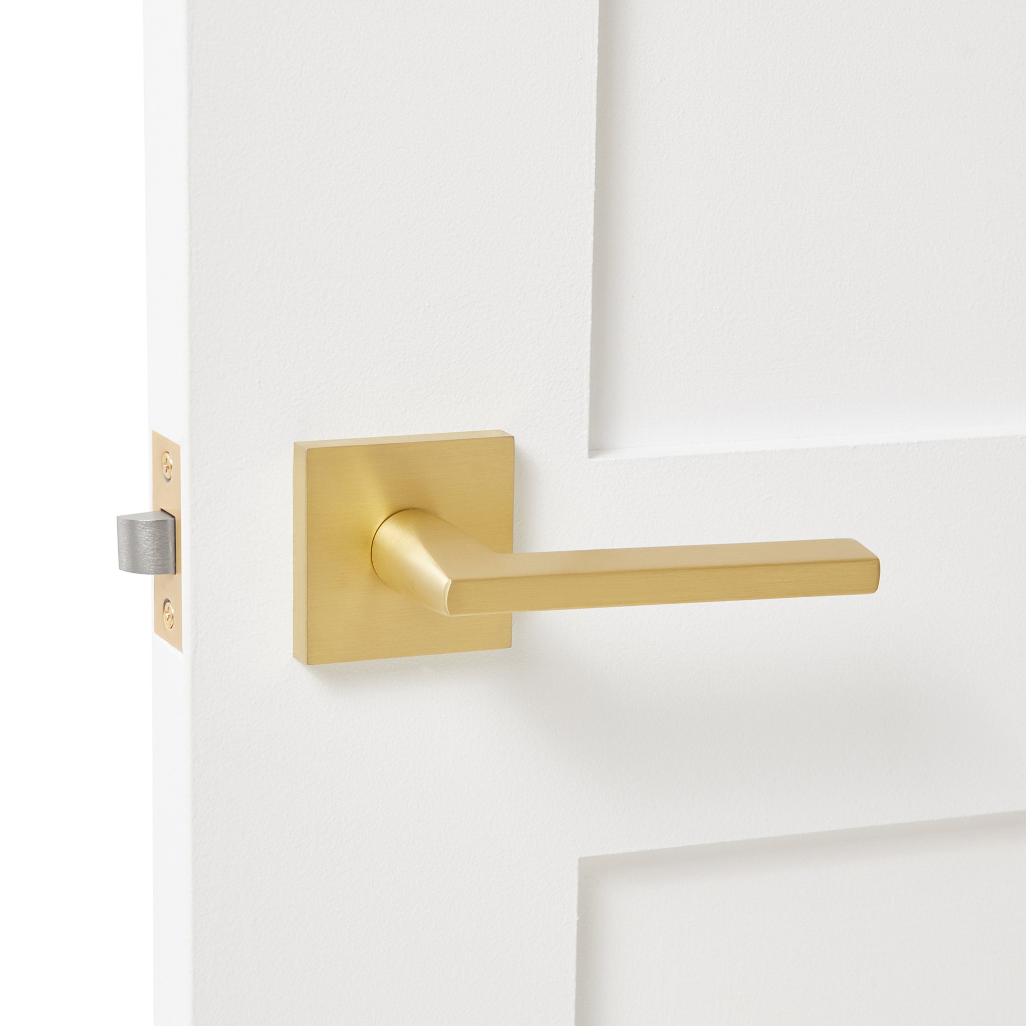Door Lever Square Rosette Monaco Flat Gold Door Handle Luxury and ...