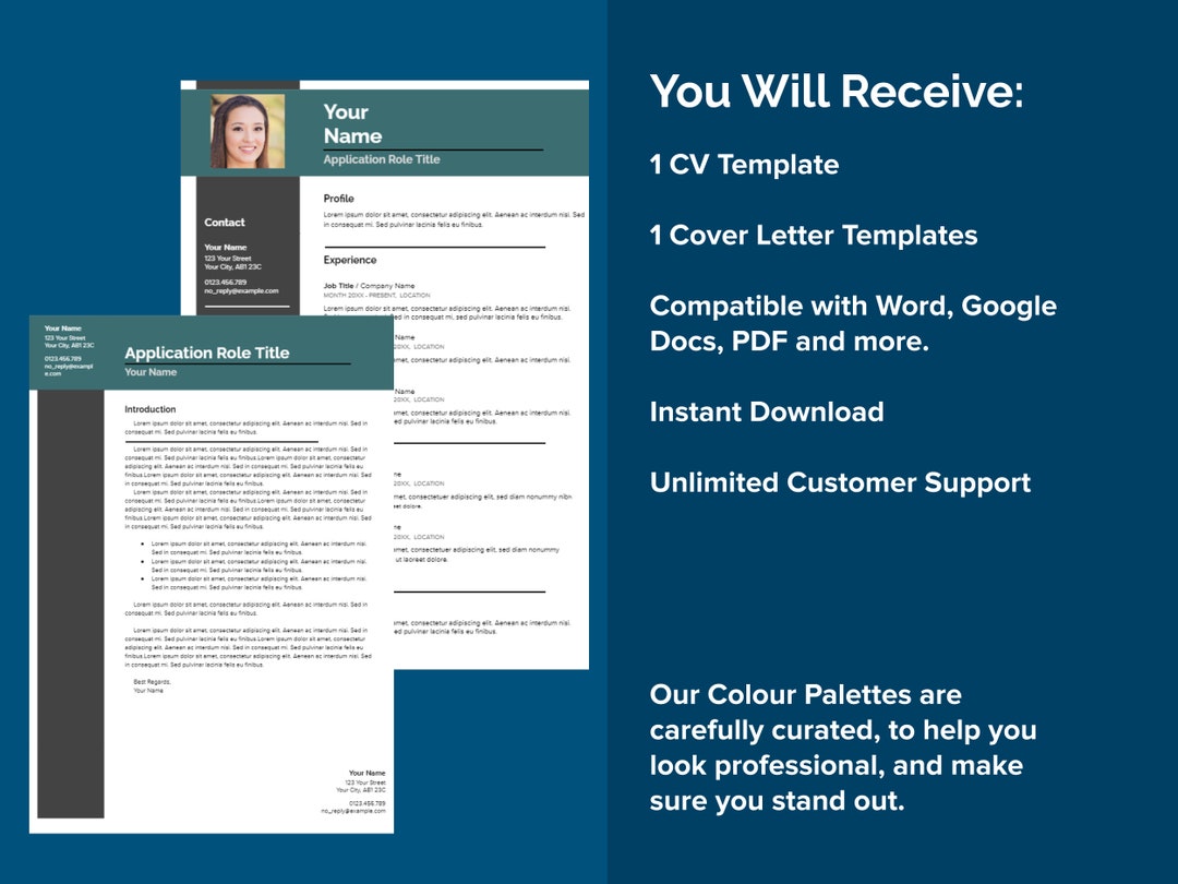 CV & Cover Letter Template for Google Docs, Word Etc. Forest Green ...