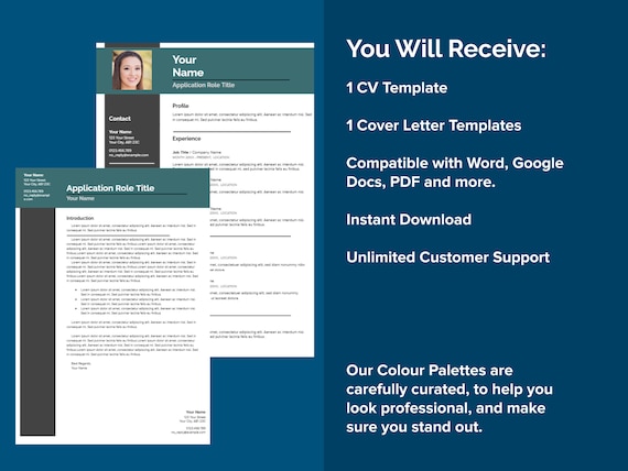 CV & Cover Letter Template for Google Docs Word Etc. Forest - Etsy