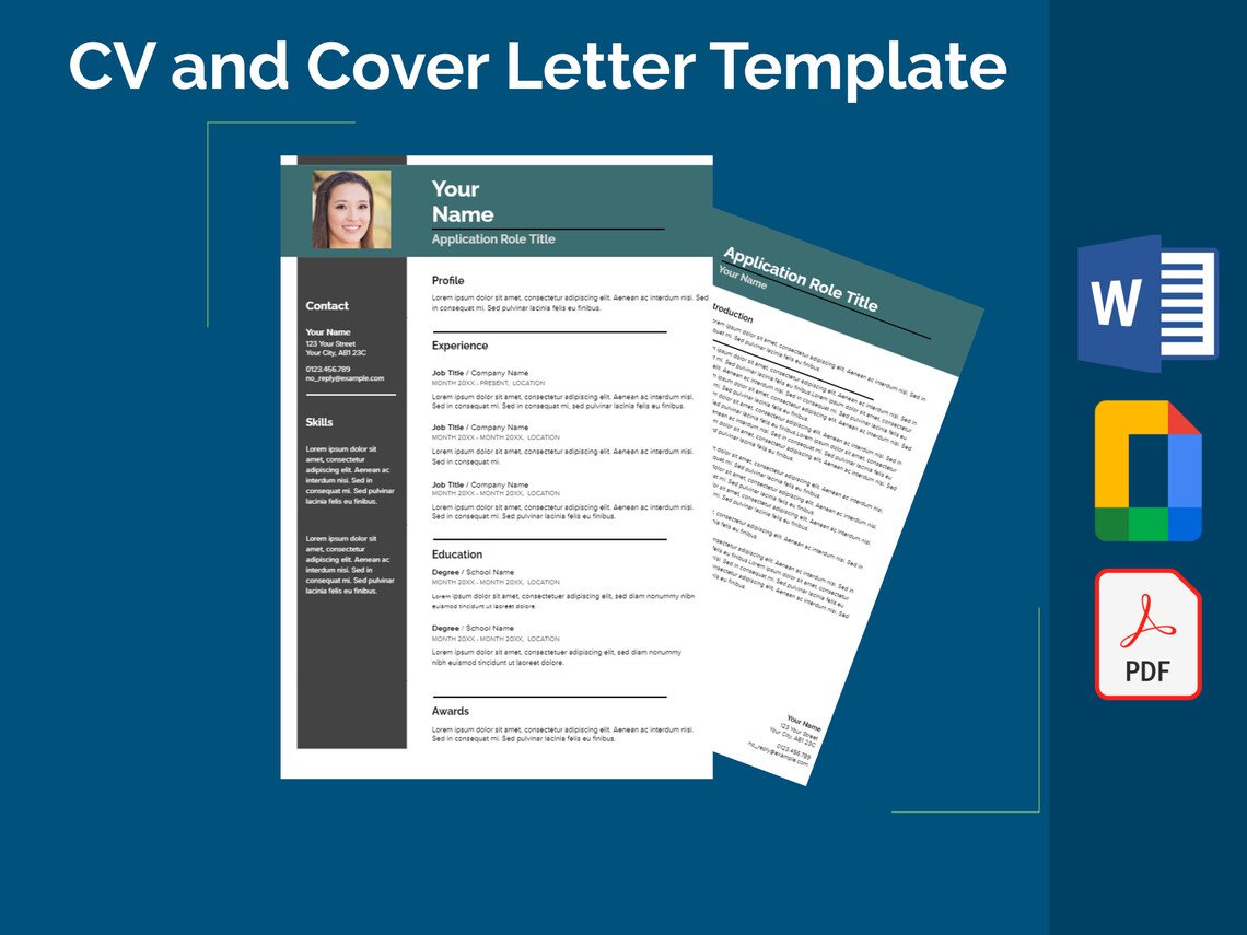 CV & Cover Letter Template for Google Docs, Word Etc. Forest Green ...