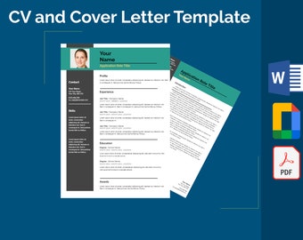 CV & Cover Letter Template for Google Docs, Word Etc. Sandstone | CV ...