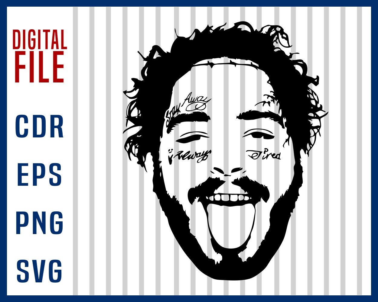 Post Malone Svg Png Eps Vector, Post Malone Face, American Rapper, Rock ...