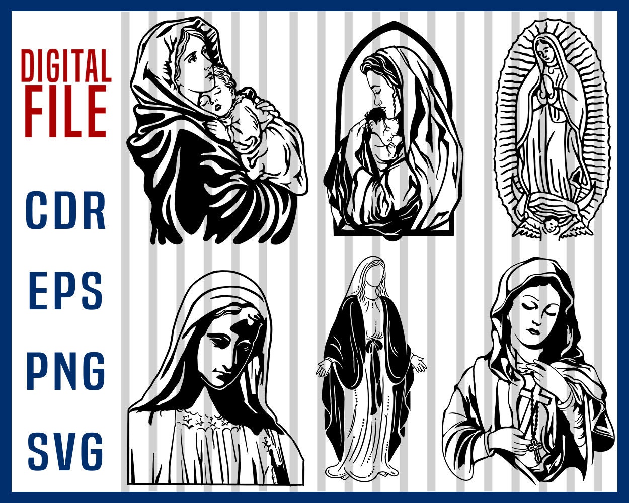 Virgin Guadalupe Svg, Virgin Mary Svg, Religion Svg, Bundle, Clipart ...