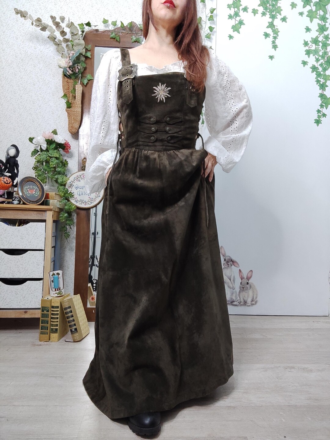 Leather Dirndl Dress. Landhaus Size 38. Austrian, Cottagecore ...