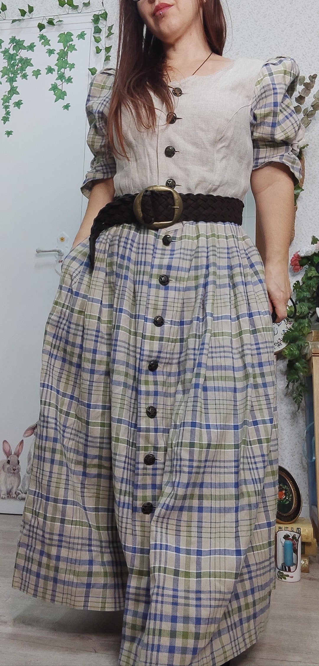 Linen Cottagecore Dirndl Dress Size 40, Sonnblick. Austrian, Folk ...