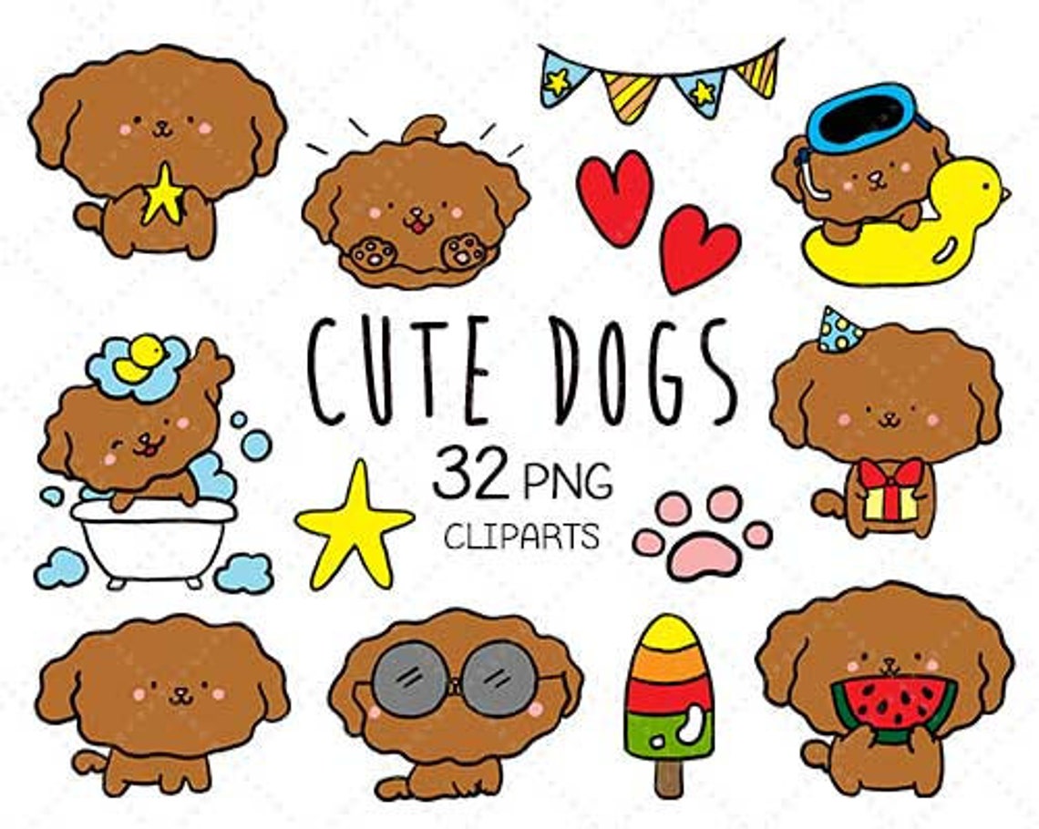Kawaii Dog Clipart, Cute Dogs, Dogs Clipart, Instant Download 300dpi ...