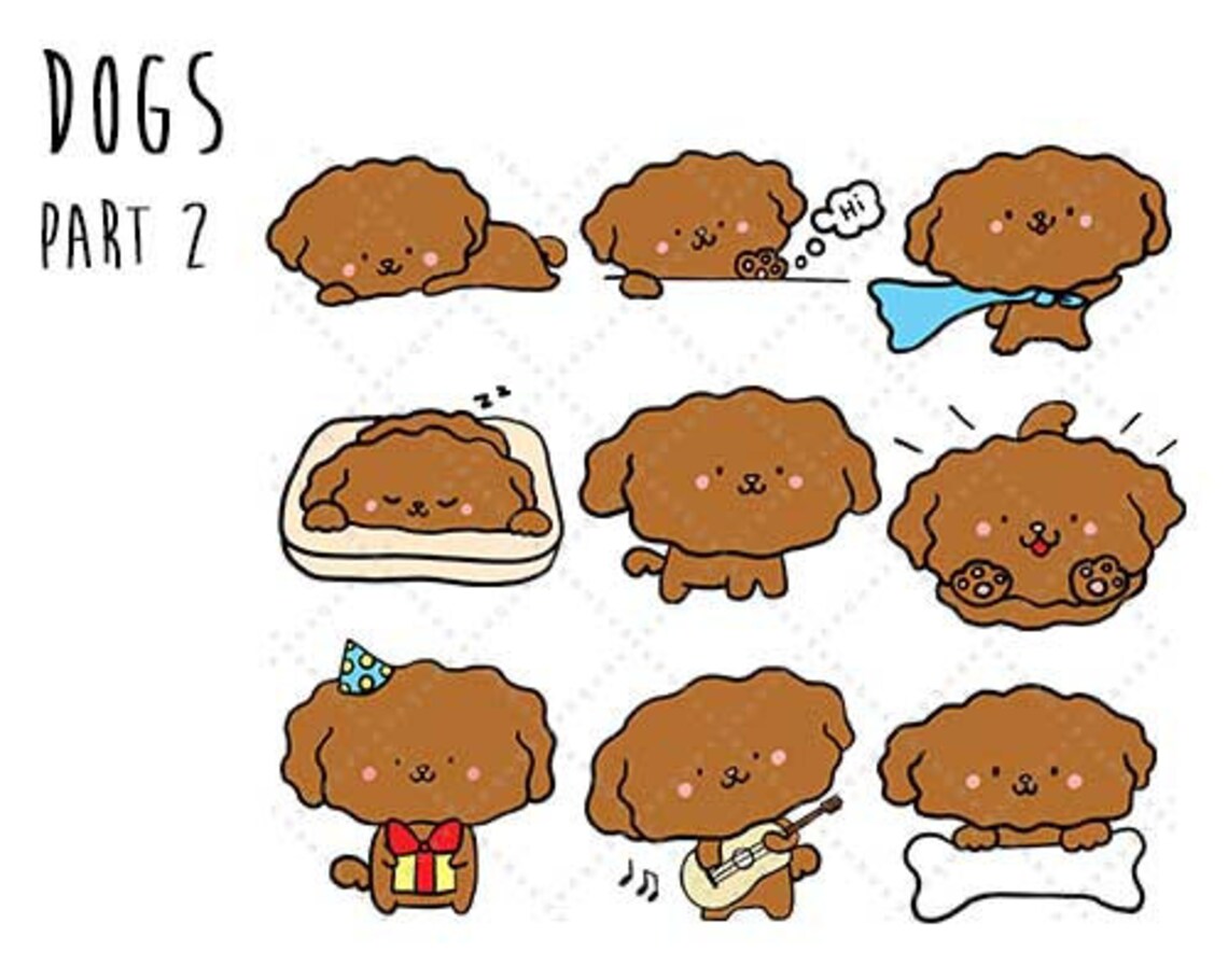 Kawaii Dog Clipart, Cute Dogs, Dogs Clipart, Instant Download 300dpi ...