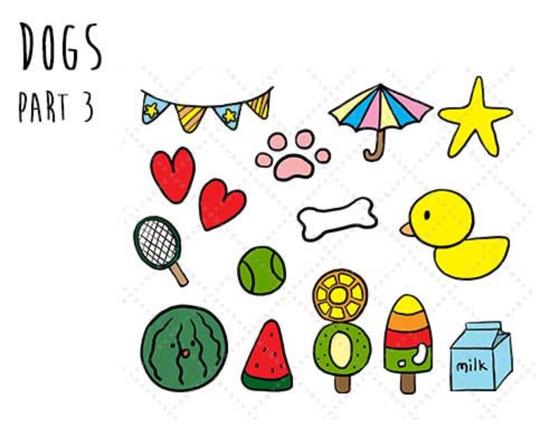 Kawaii Dog Clipart, Cute Dogs, Dogs Clipart, Instant Download 300dpi ...