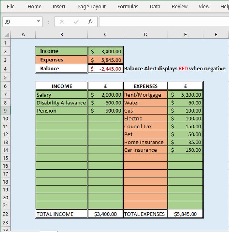 Monthly Budget Spreadsheet | Spending Tracker | Zero-based Budget ...