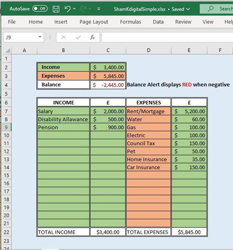 Monthly Budget Spreadsheet | Spending Tracker | Zero-based Budget ...