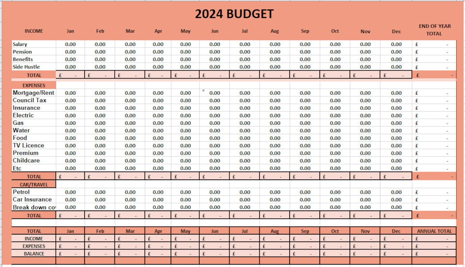NEW! 2024 Monthly Budget Spreadsheet - Annual Budget Spreadsheet ...