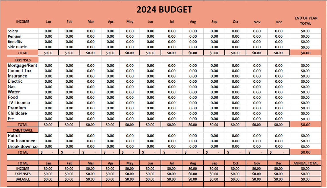 NEW! 2024 Monthly Budget Spreadsheet - Annual Budget Spreadsheet ...