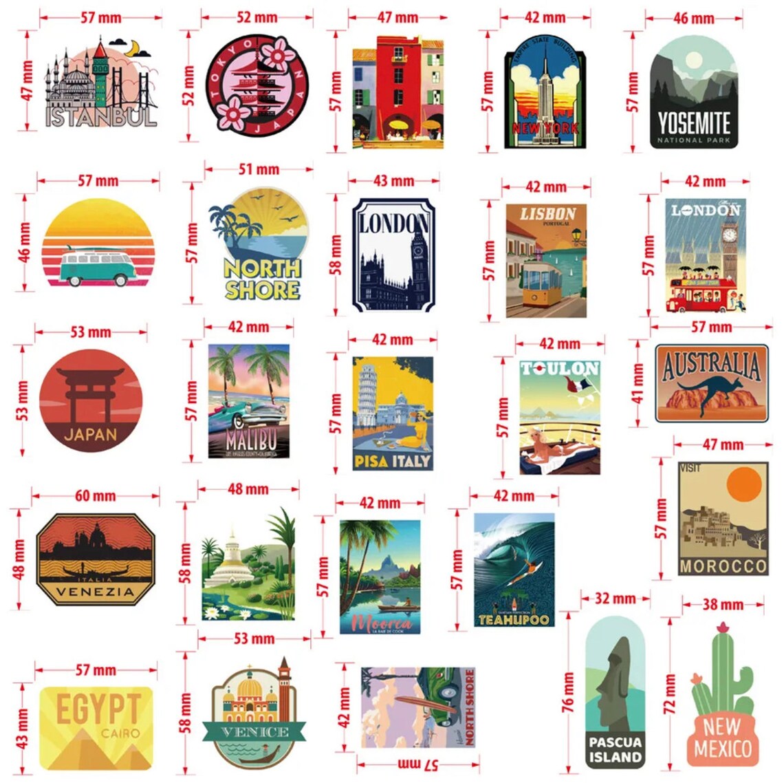 25 New Global Travel City Landscape Stickers Decal DIY Phone Laptop ...