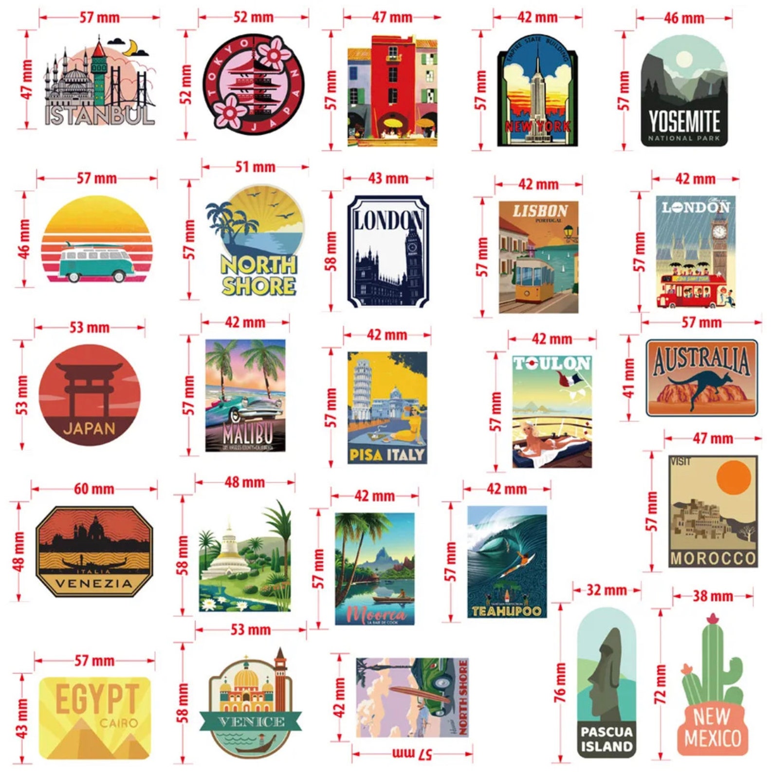 25 New Global Travel City Landscape Stickers Decal DIY Phone Laptop ...