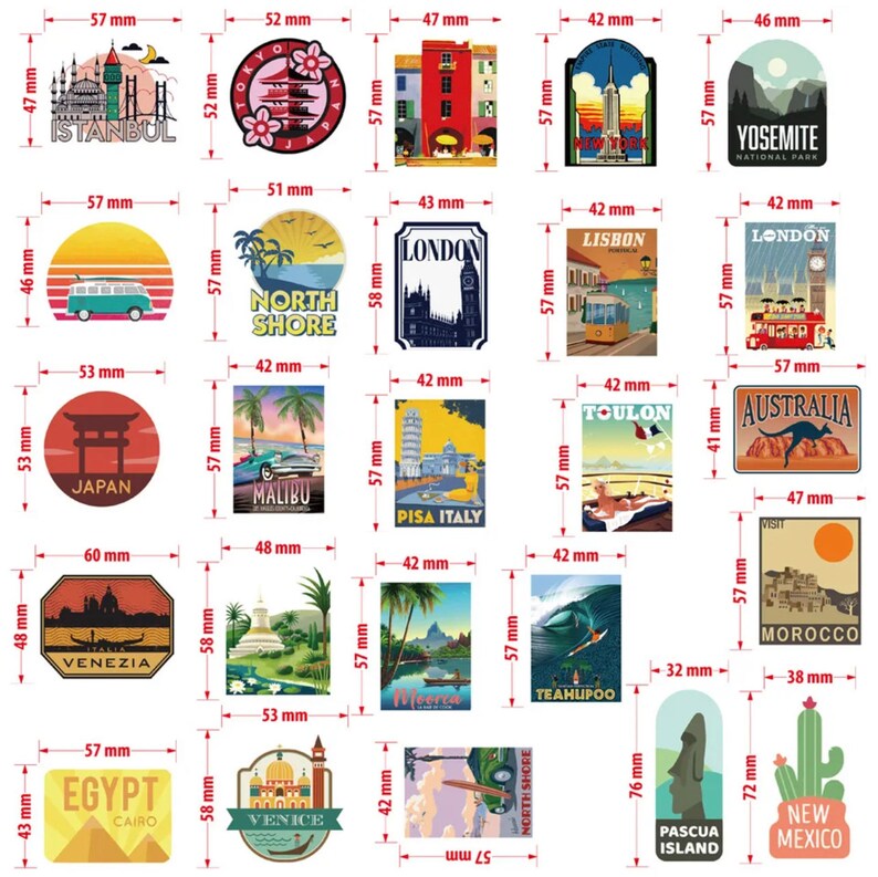 25 New Global Travel City Landscape Stickers Decal DIY Phone Laptop ...