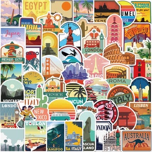 25 New Global Travel City Landscape Stickers Decal DIY Phone Laptop ...