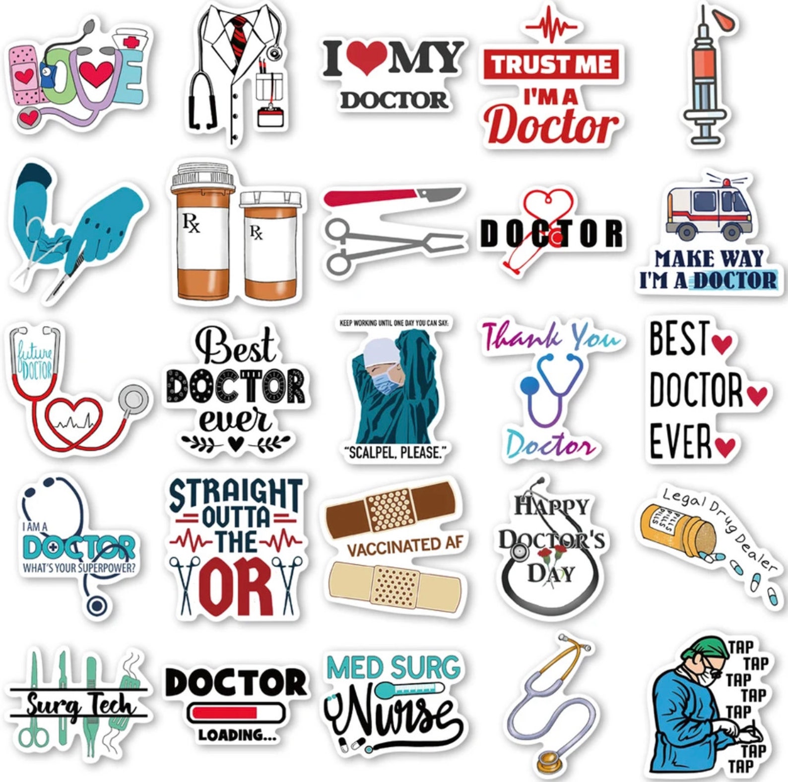 25 Doctor,nurse, Hospital, Stethoscope Stickers Waterproof Vinyl Decal ...