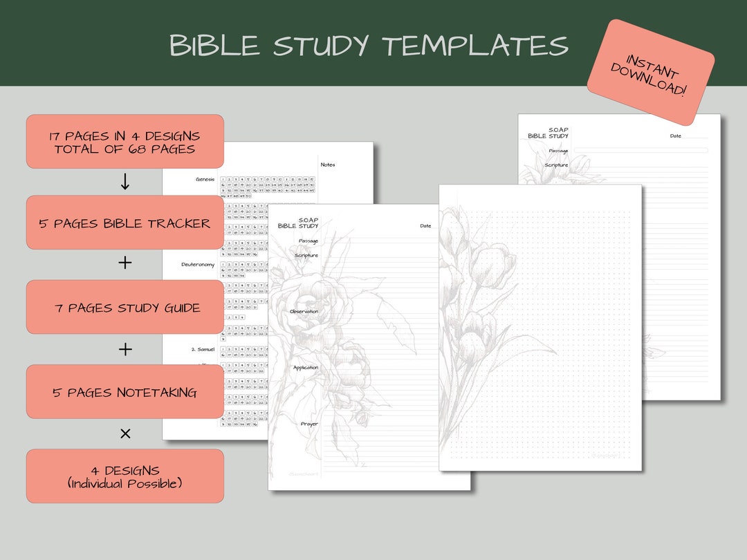 Printable Bible Study Planner and Bible Reading Trackers | Botanical ...