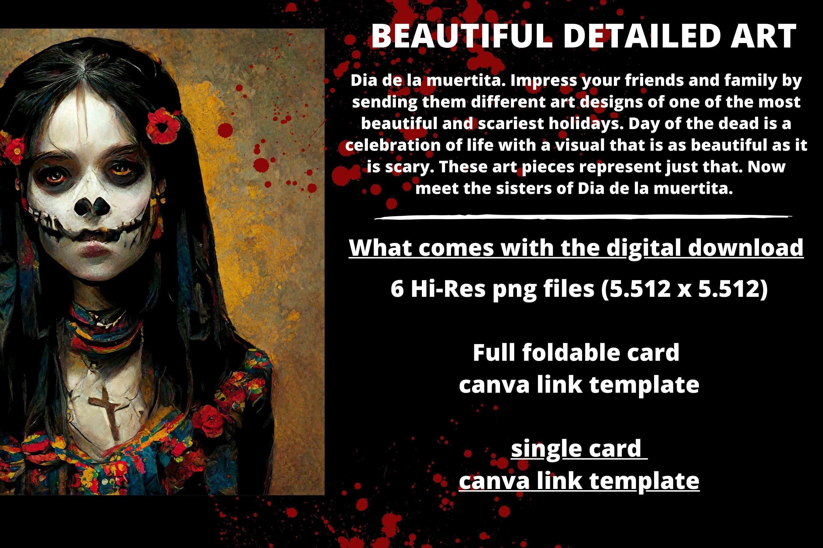 Dia De La Muertita Cards Invitation Thank You Happy - Etsy