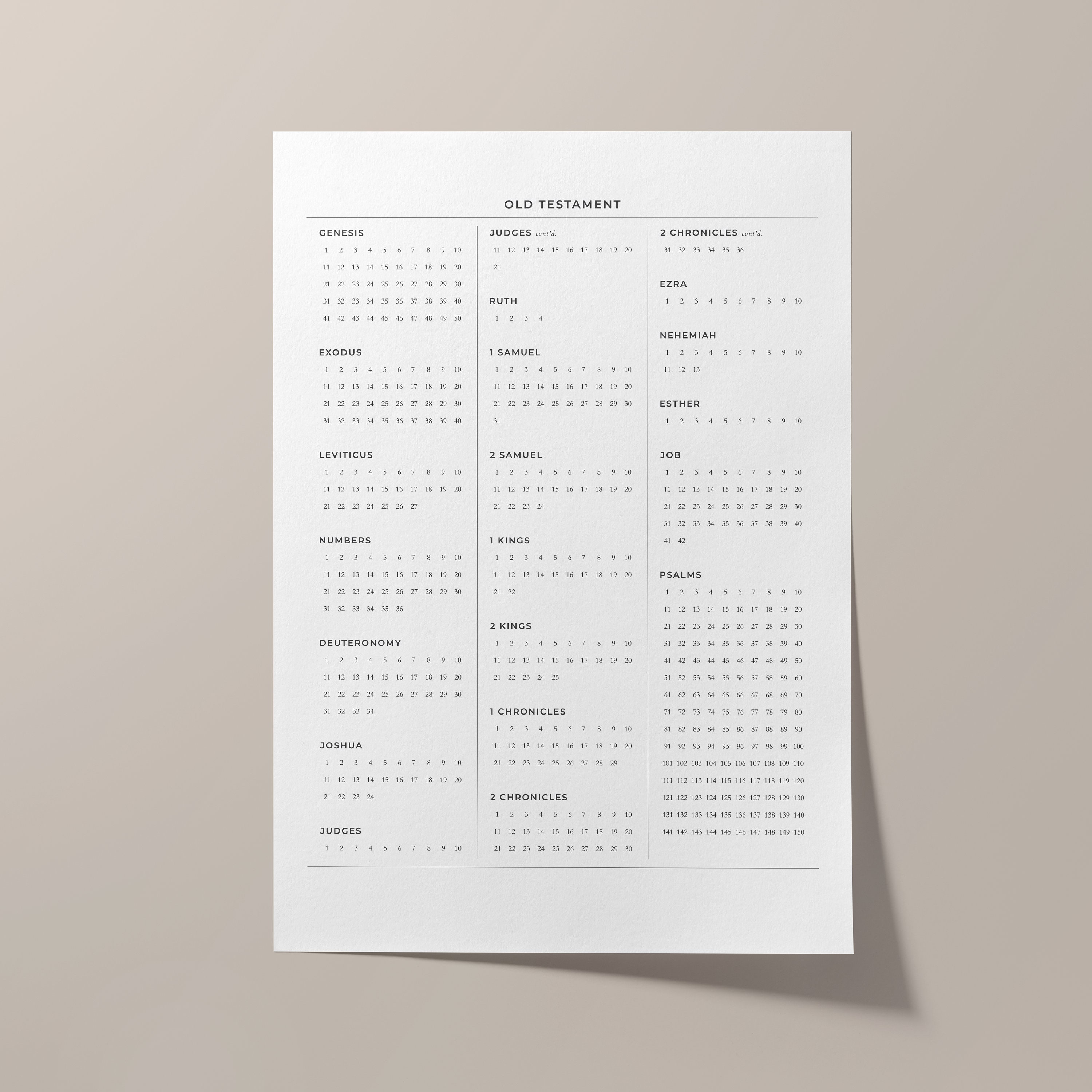 Bible Reading Tracker Complete Old & New Testament Charts Printable 8.5 ...