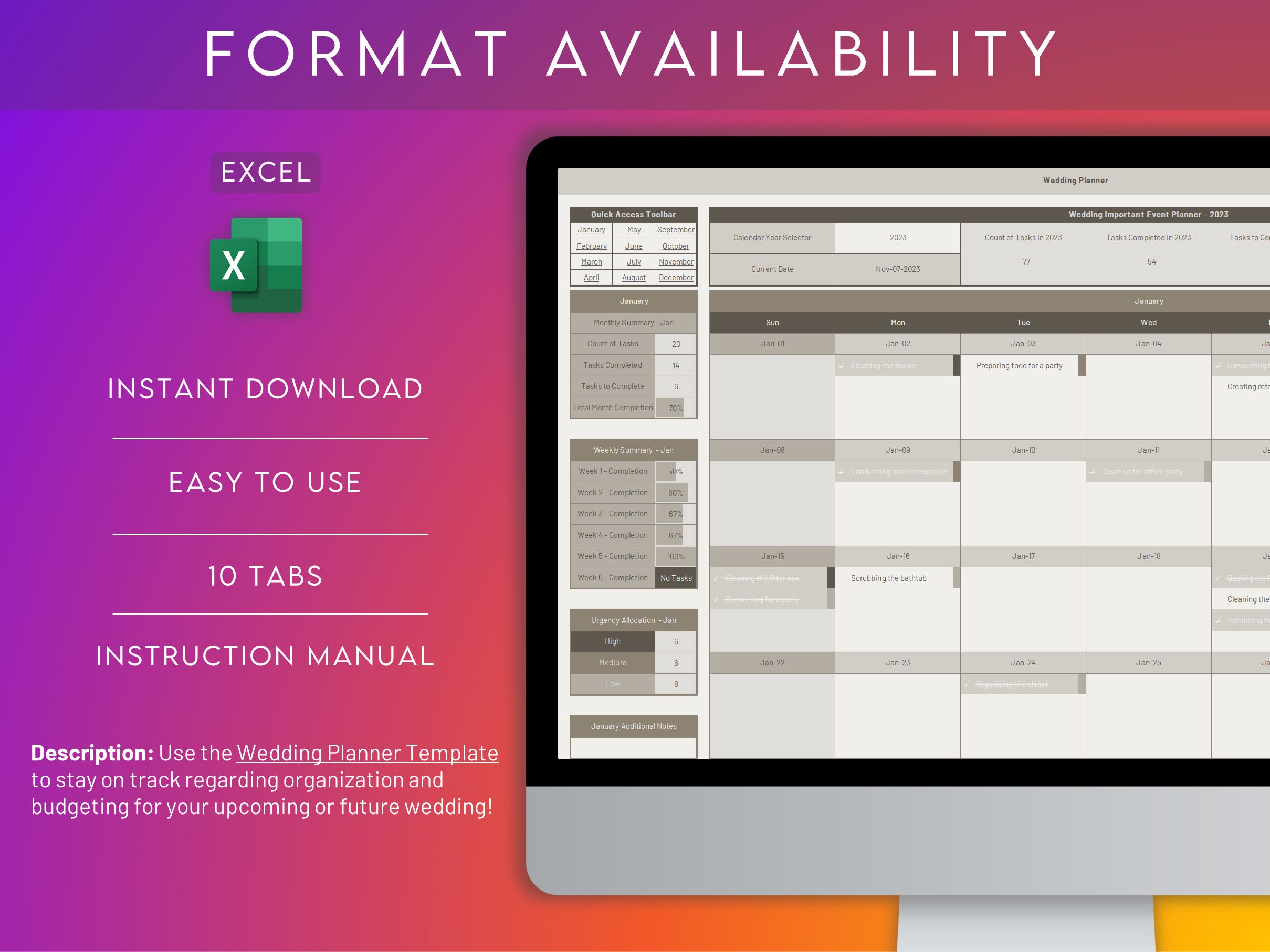 Wedding Planner Spreadsheet Excel Wedding Planning Checklist Wedding ...