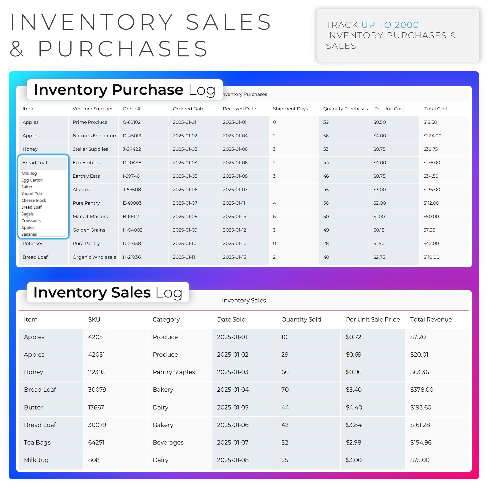 Inventory Tracker | Small Business Template | Track Sales and Purchases ...