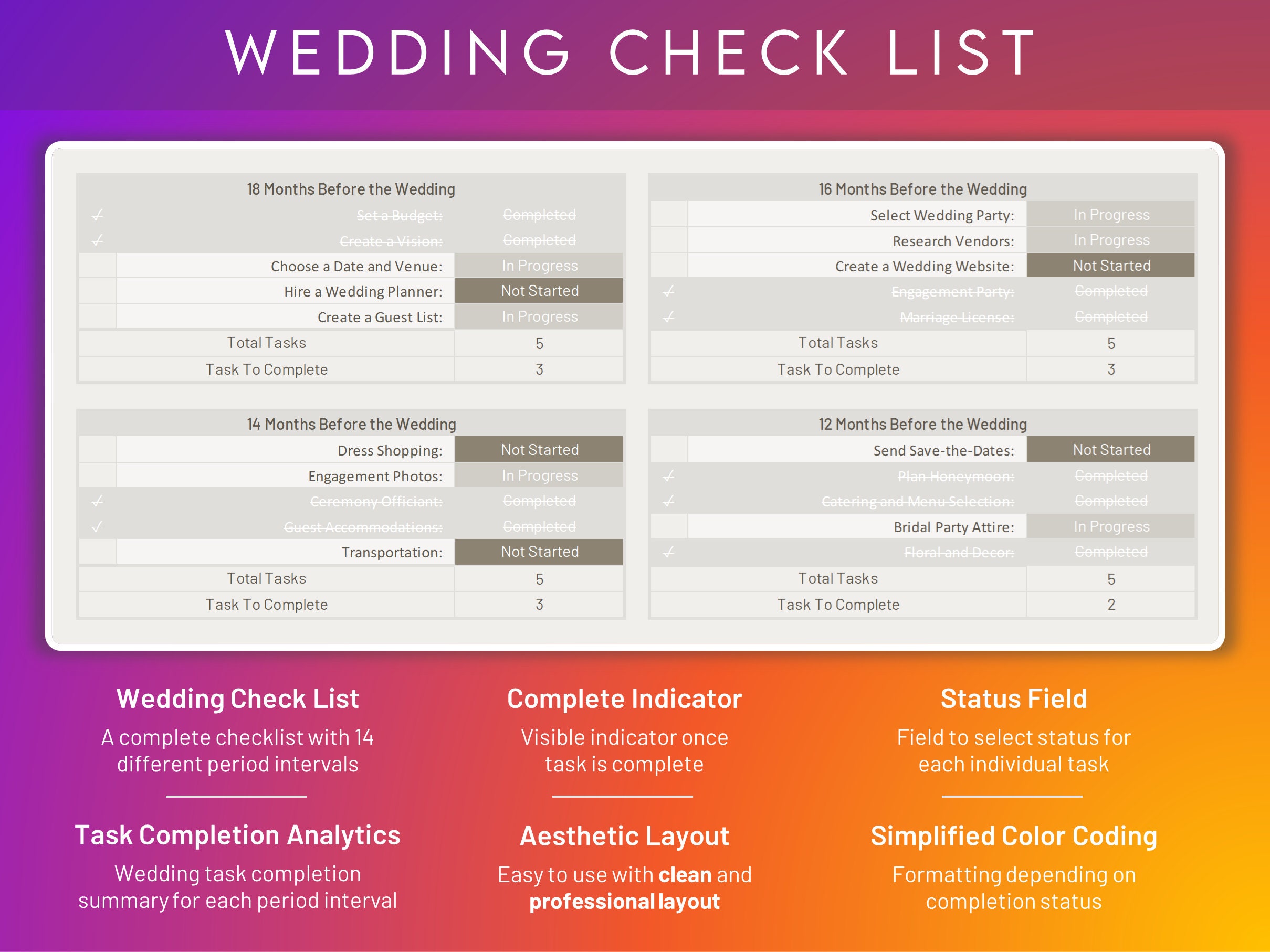 Wedding Planner Spreadsheet Excel Wedding Planning Checklist Wedding ...