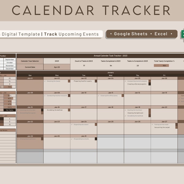 Yearly Calendar Google Sheet - Etsy