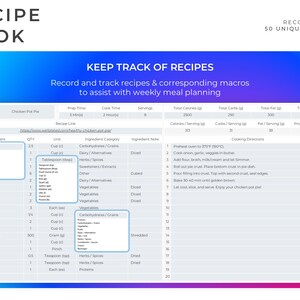 Weekly Meal Planner | Recipe Book | Grocery List | Macro Calorie ...