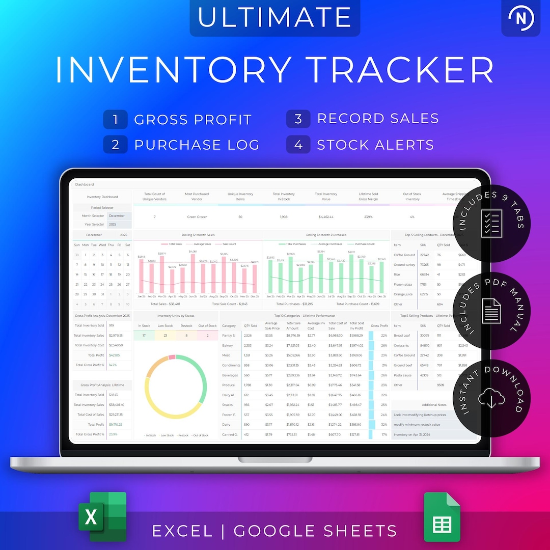 Inventory Tracker | Small Business Template | Track Sales and Purchases ...