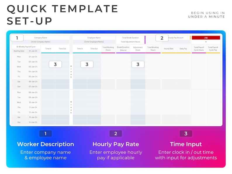 Payroll Timesheet | Employee Time Tracker | Hourly Pay Calculator ...