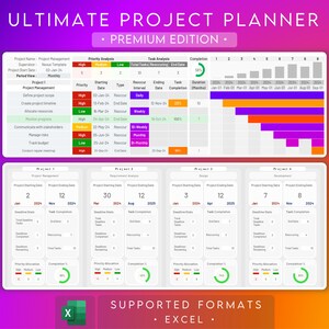 Gantt Chart Google Sheets Excel Spreadsheet Project Planner Project ...