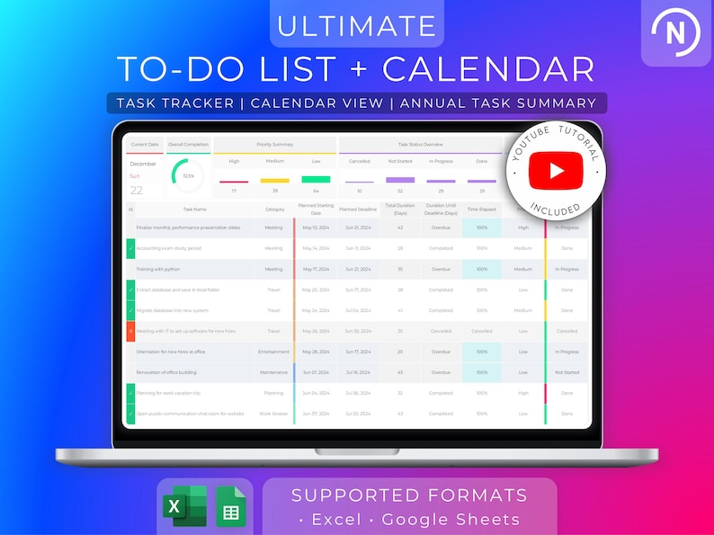 To Do List Template Task Tracker Excel Google Sheets Daily Planner ...