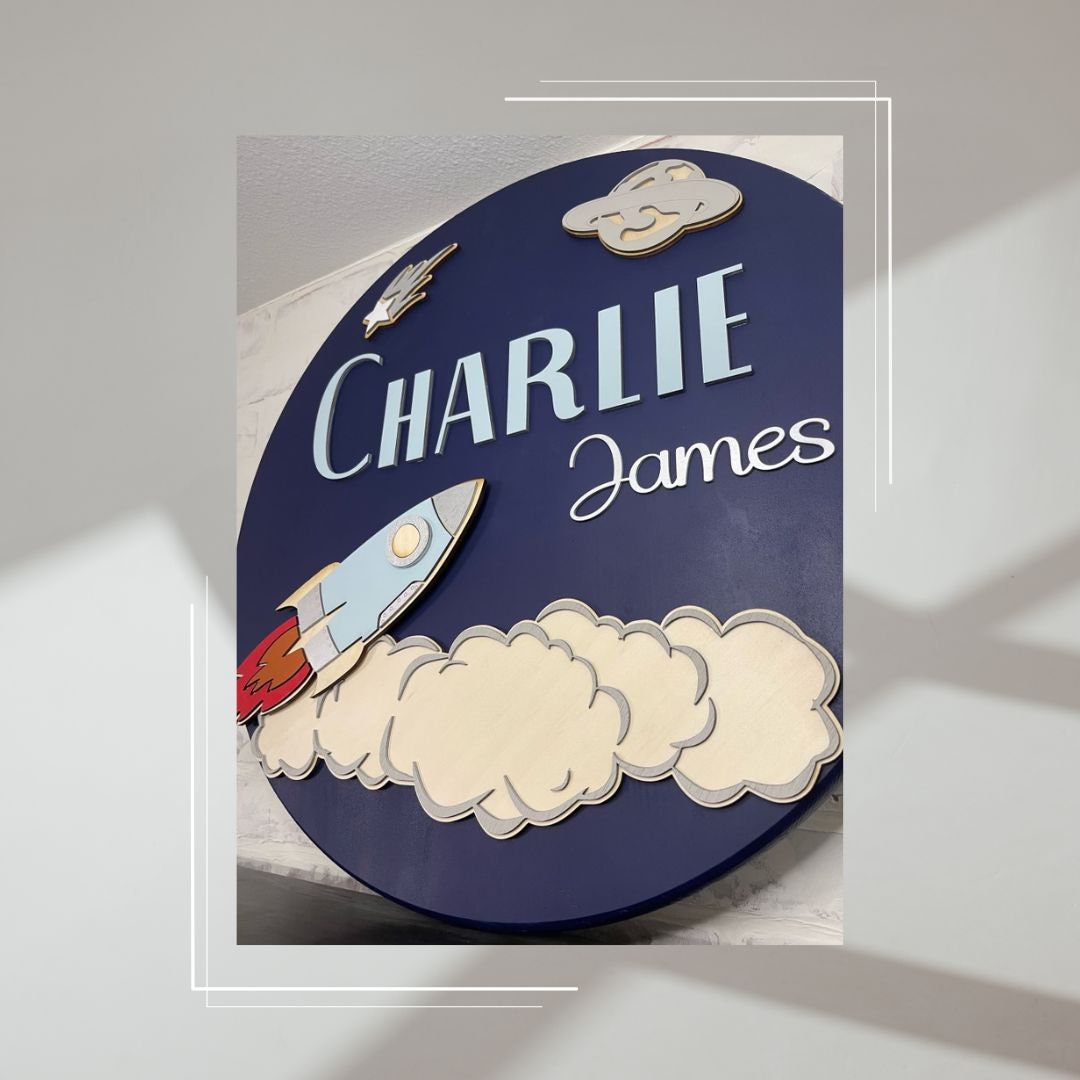 Custom Rocket Ship Name Sign Outer Space Theme 3D Wood - Etsy