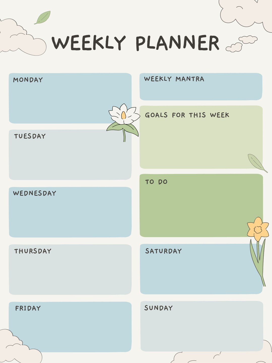 Weekly Planner, Printable Weekly Planner, Colorful Weekly Planner ...