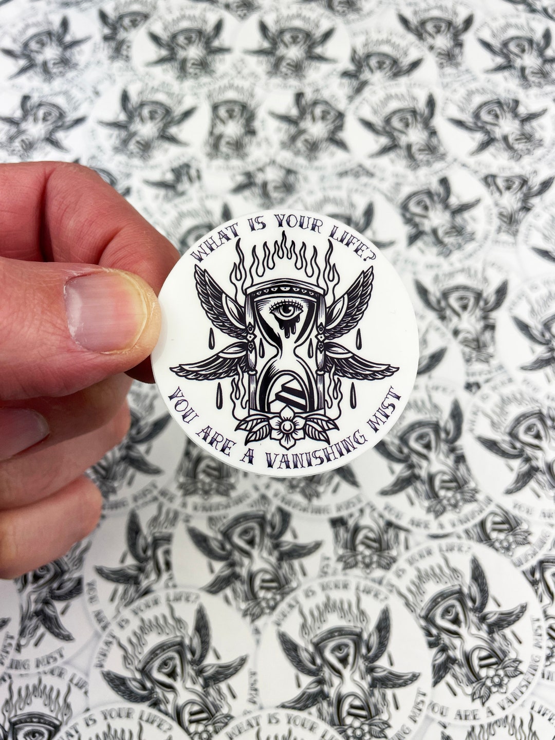 Christian Tattoo Art Sticker | Hourglass Angel Wings, Bible Verse - Etsy