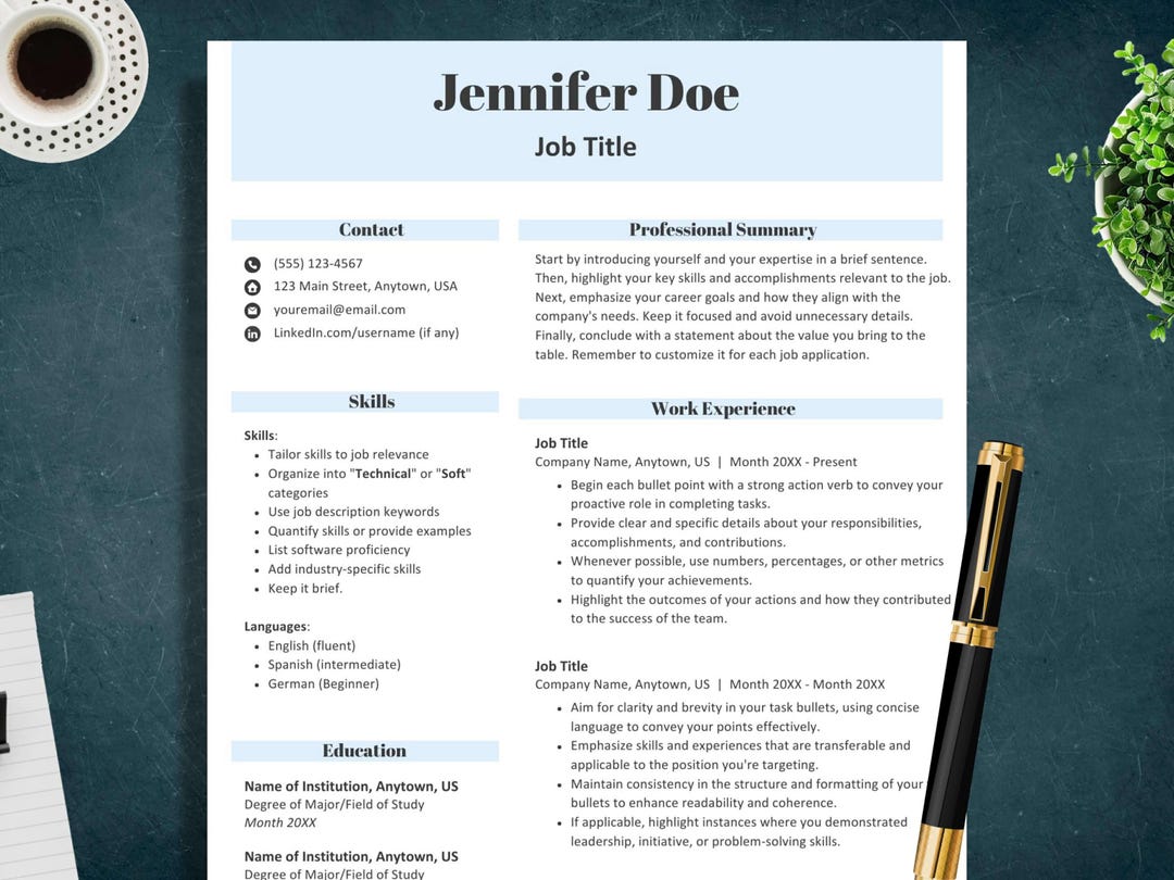 Google Docs, Word, and Canva Resume Template, ATS Friendly Resume, ATS ...