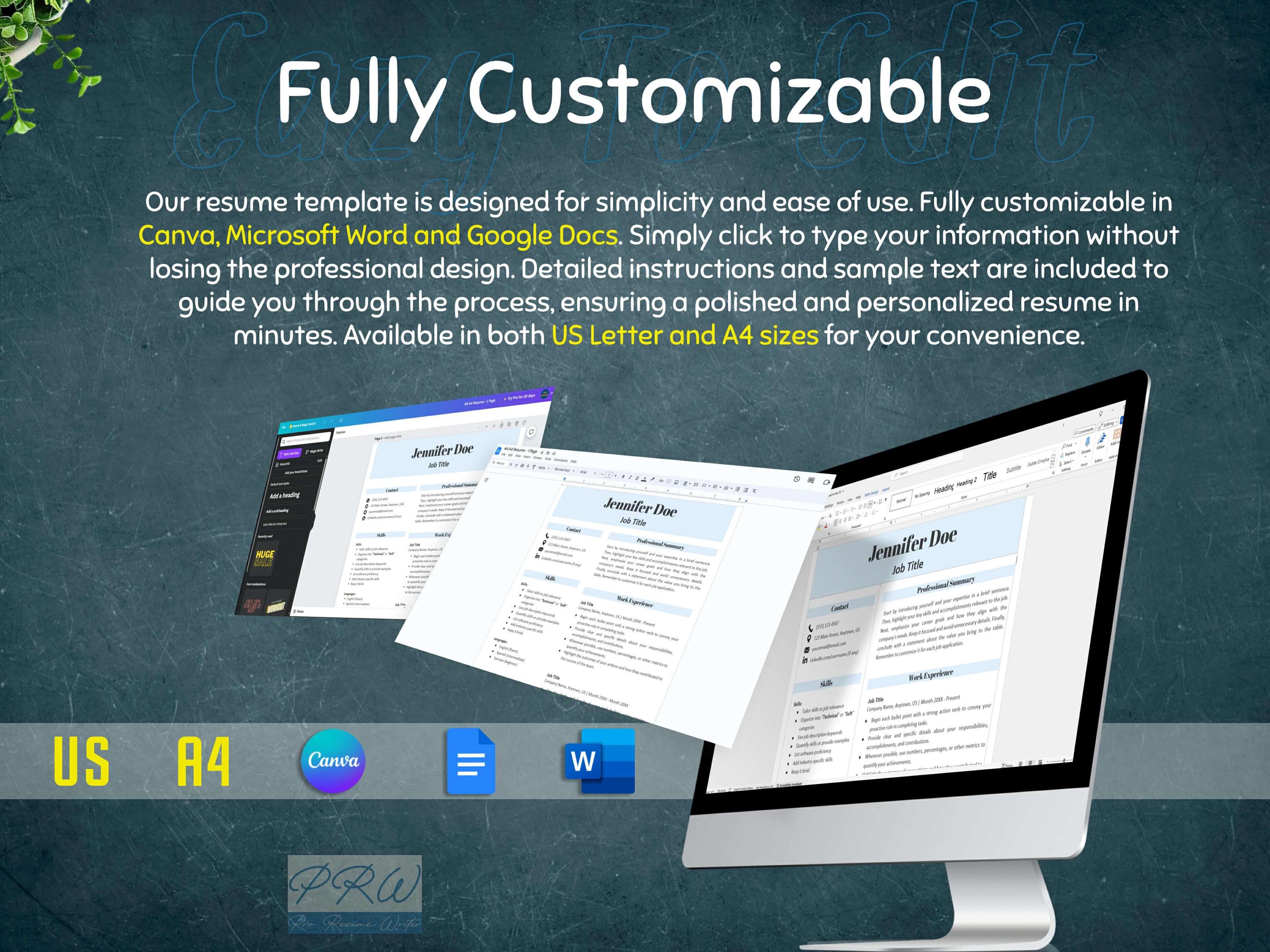 Google Docs, Word, and Canva Resume Template, ATS Friendly Resume, ATS ...