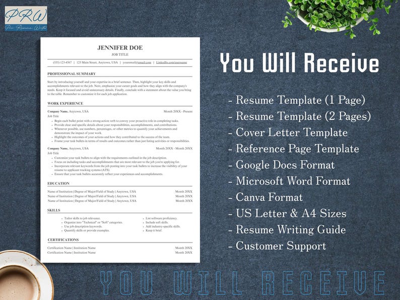 ATS Friendly Resume Template for Word, Google Docs and Canva, ATS CV ...