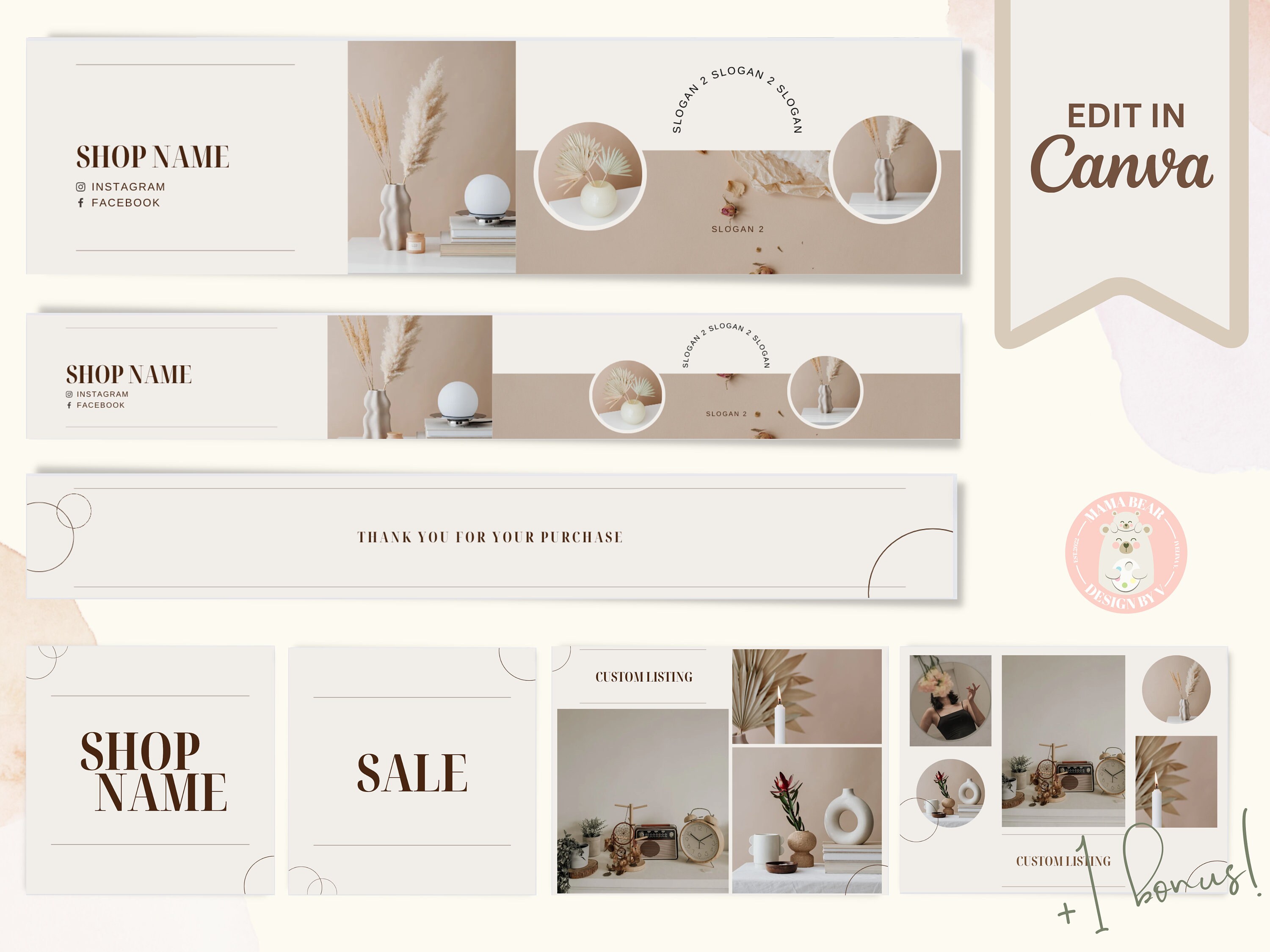 Etsy Shop Bundle | Shop Banners Template | Order Receipt Banner ...