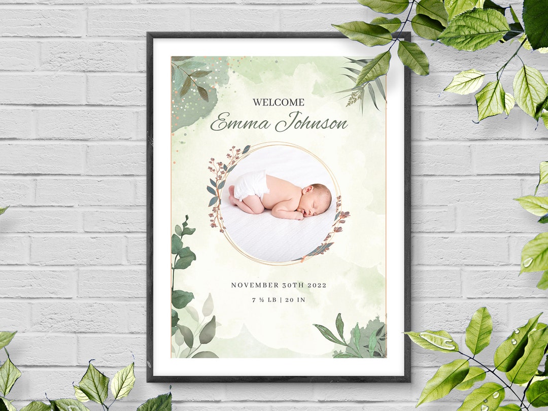 Elegant Baby Welcome Sign | Baby Welcome Gift | Customisable Gift ...