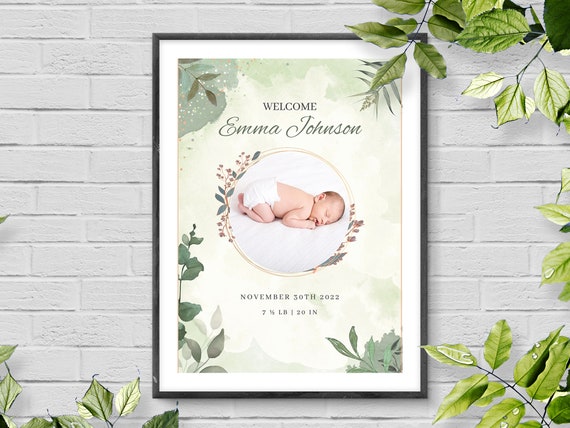 Elegant Baby Welcome Sign Baby Welcome Gift Customisable - Etsy