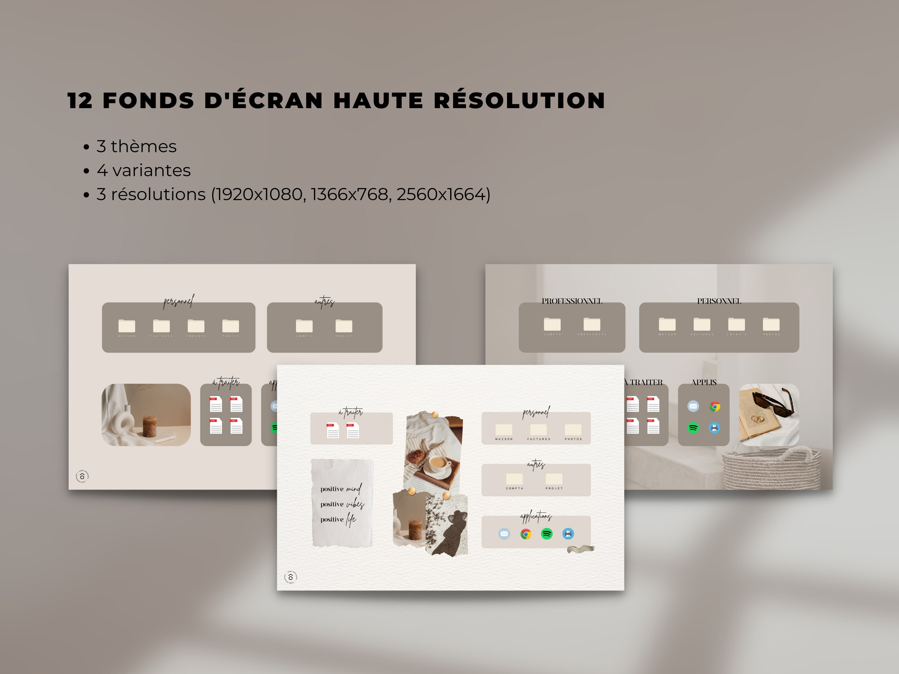 Organization Wallpapers Custom Folders BONUS Minimalist/beige/neutral ...