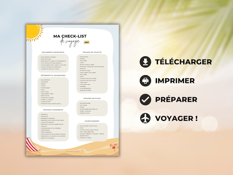 Printable Summer Travel Checklist | Travel Luggage List | Holiday ...