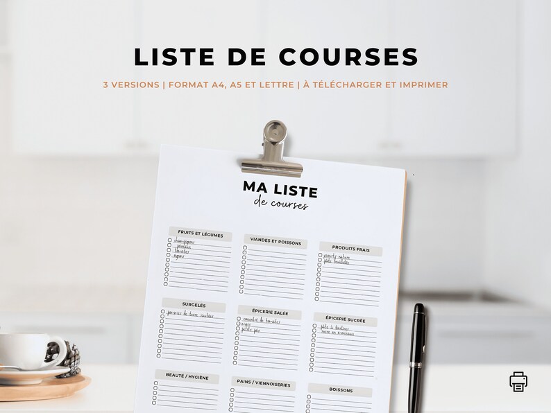Liste de courses imprimable | Check-list d'achats | Planificateur ...