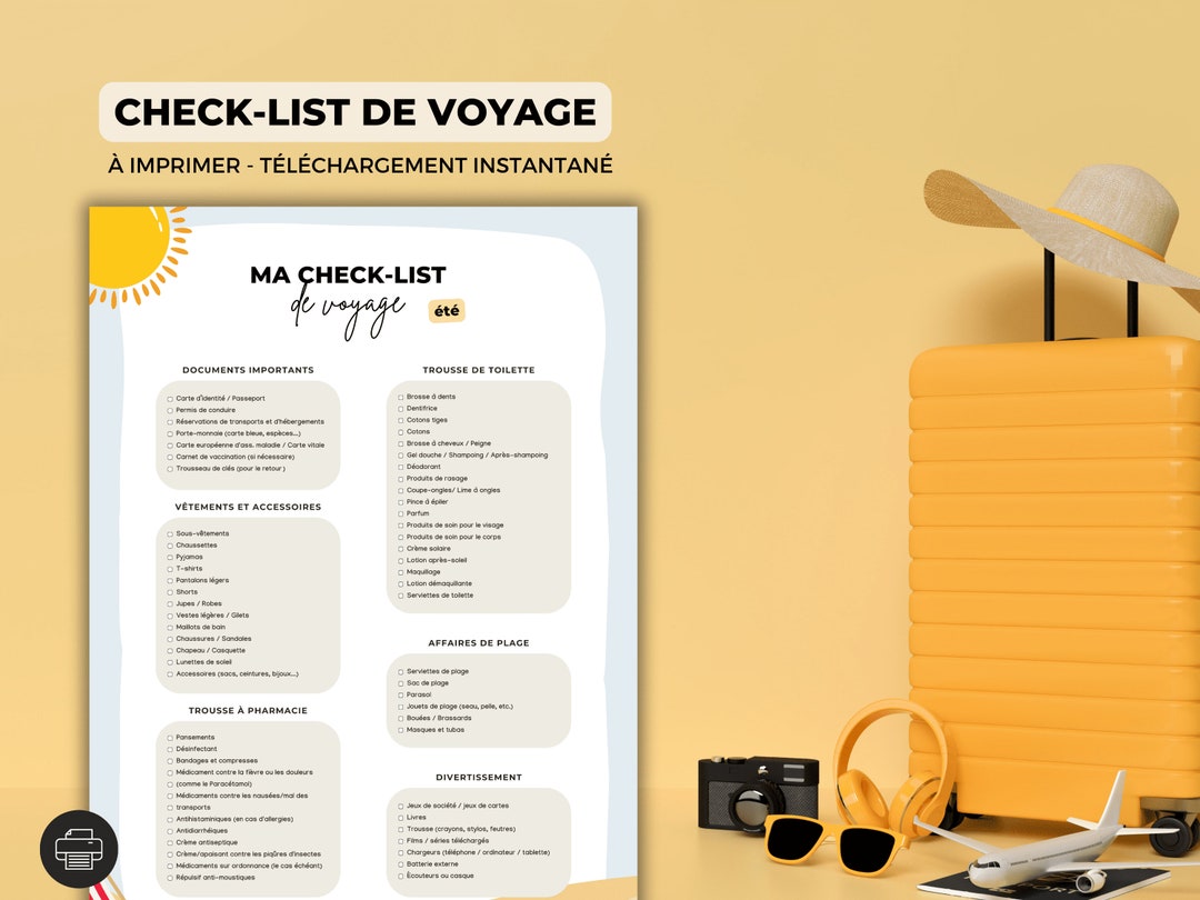 Check-list de voyage été imprimable | Liste de bagages voyage ... Check-list de voyage été imprimable | Liste de bagages voyage ...