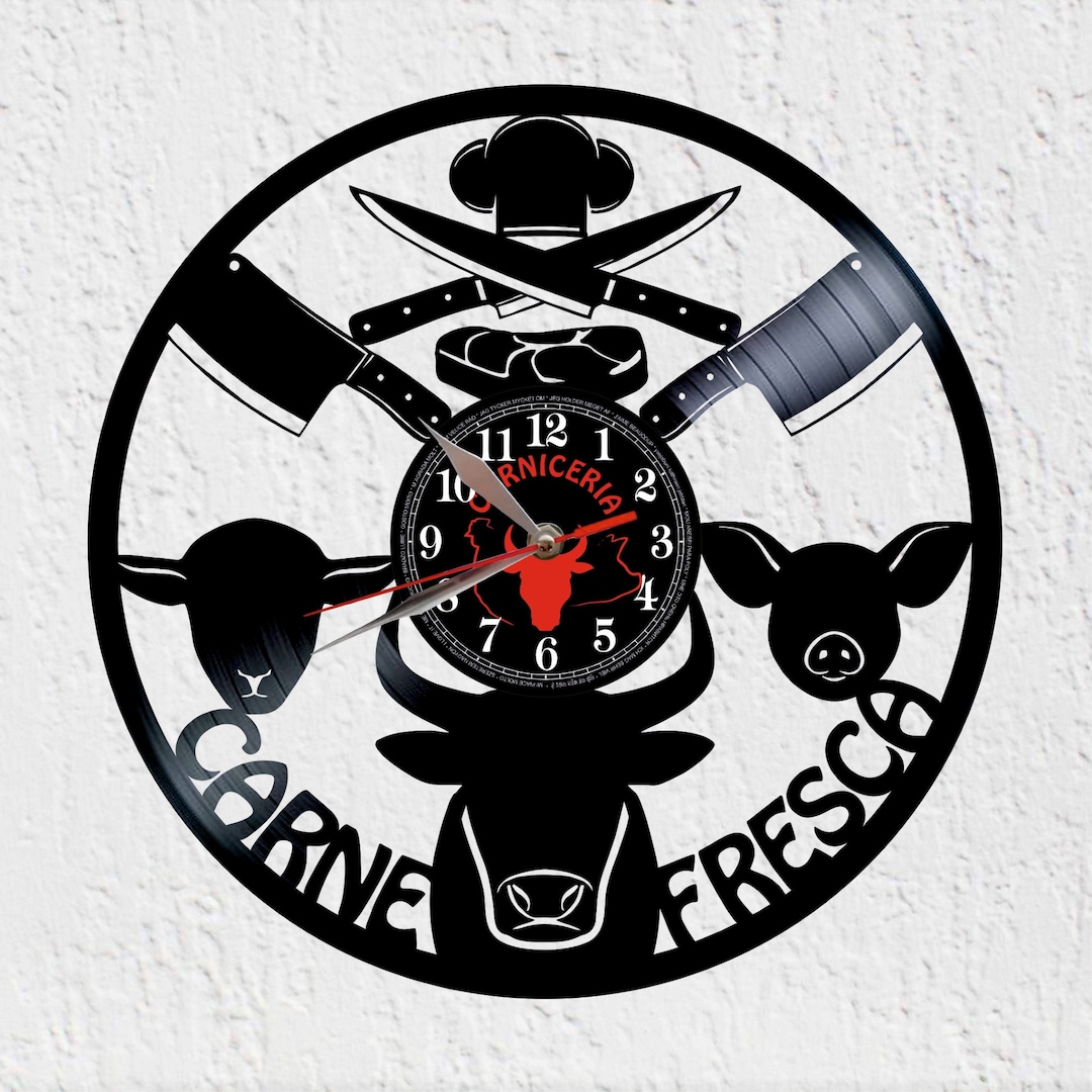 Large Size Wall Clock Fresh Meat Butcher Shop Vinyl Record Clock LP 12 ...