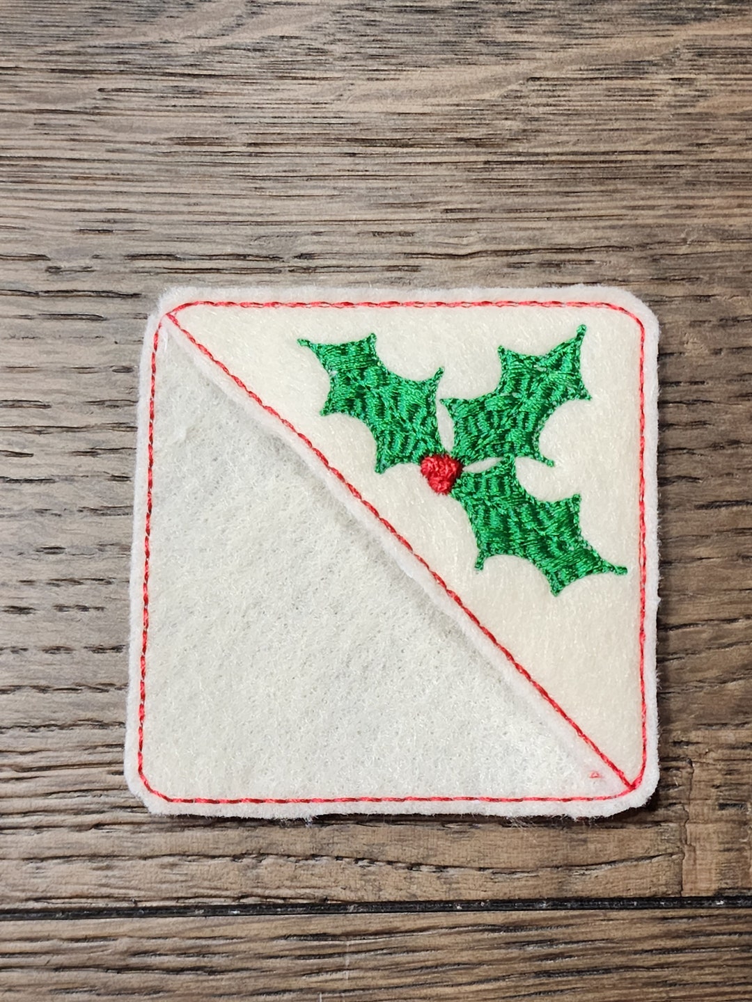 Christmas Holly Bookmark Machine Embroidery File, ITH Corner Bookmark ...
