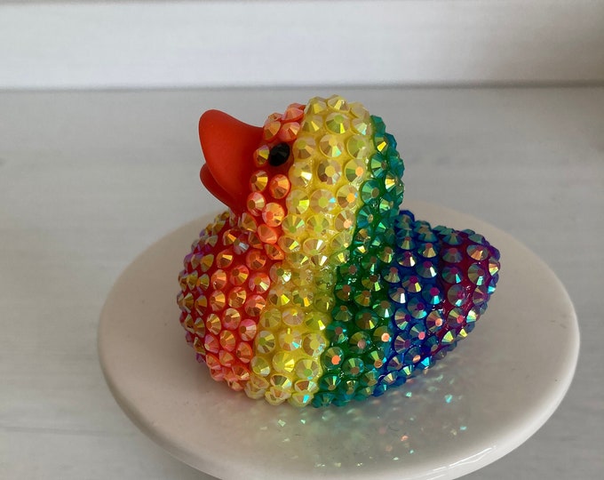 Rainbow Rhinestone Duck - Etsy